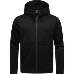 Kapuzenstrickjacke Ragwear "Fabian", Herren, Gr. S (48), schwarz, Rippware, Material: 100% Polyester. Innenfutter: 100% Polyester, Basic, gerade h&uuml;ftbedeckend, hoch geschlossener Ausschnitt, &Auml;rmel ohne &Auml;rmelschlitz Rippb&uuml;ndchen, Strickjacken, Herren Basic Rippstrick-Jacke mit Kapuze