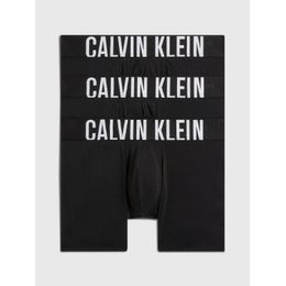 Boxer "BOXER BRIEF 3PK", Herren, Gr. M (50), 3 Stk., schwarz (schwarz, schwarz, schwarz), Jersey, Obermaterial: 95% Baumwolle, 5% Elasthan, Calvin Klein Underwear, unifarben, k&ouml;rpernah, Unterhosen, mit Logo-Stretchbund