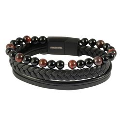 Adelia&acute;s Armband ADELIA&acute;S "Herren Armband &ndash; Lederarmband aus Leder mit Tigerauge 17 cm", schwarz, Armb&auml;nder, Herren, 17cm, Leder, Armband, Sch&ouml;ne Geschenkidee zum einfach so