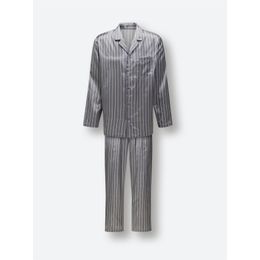 KINGsCLUB Herren Pyjama, grau-gestreift, Gr&ouml;&szlig;e 48/50