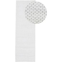 Wollteppich CarpetFine "Sina, auch als L&auml;ufer", beige (creme), B:80cm H:14mm L:400cm, Wolle, Teppiche, Handweb Teppich, reine Wolle, meliert, handgewebt, weich & kuschelig