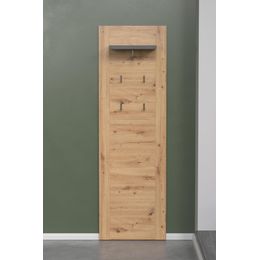 Garderobenpaneel Home Affaire "Ambres", artisan eiche melamin, matera melamin, B:62cm H:199cm T:26cm, Holzwerkstoff, Garderobenpaneele, Garderobenpaneel, Garderobenpaneel mit Ablage & Haken - (B/T/H) 62/26/199 cm