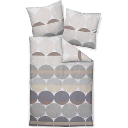 Bettw&auml;sche Janine "J. D.87104 06", grau (grau sand), B/L: 240cm x 220cm, 1 Stk., 2 Stk., Mako-Satin, B/L: 80cm x 80cm & 80cm x 80cm, Mako-Satin, Obermaterial: 100% Baumwolle, Bettw&auml;sche, Bettw&auml;sche, mit Rei&szlig;verschluss