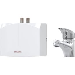 Klein-Durchlauferhitzer Stiebel Eltron "DNM 3 + MAE-W Einhebelmischer f&uuml;r Handwaschbecken, 3,5 kW, mit Stecker", wei&szlig;, B:19cm H:14,3cm T:8,2cm, Durchlauferhitzer, hydraulisch, sofort handwarmes Wasser (ca. 35C)