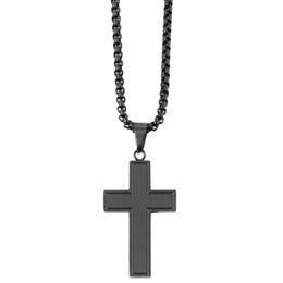 Adelia&acute;s Kette ohne Anh&auml;nger ADELIA&acute;S "Herren Halskette mit Anh&auml;nger &ndash; Kreuz aus Edelstahl", schwarz, Halsketten, Herren, 61cm, Edelstahl, Ideal als Geschenk zum einen besonderen Tag