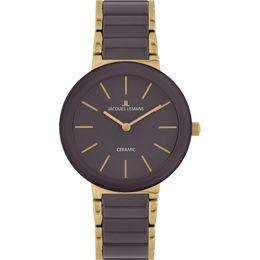 Quarzuhr Jacques Lemans "Monaco", grau, grau, goldfarben, Armbanduhren, Damen, Quarzuhr, Armbanduhr, Damenuhr, Keramik, analog