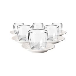 Villeroy & Boch Thermoglas VILLEROY & BOCH "Espressogl&auml;ser mit Untertassen Manufacture Rock 60 ml 6er Set wei&szlig;", wei&szlig;, Trinkgef&auml;&szlig;e