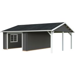 Garage Palmako "Roger, ohne Tor", dunkelgrau, wei&szlig;, H:316cm, Massivholz, Garagen, BxTxH: 706x619x316 cm