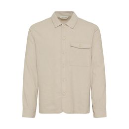 Leinenhemd Casual Friday "Leinenhemd CFBro Linen Mix", Herren, Gr. M, N-Gr, beige (island fossil), Obermaterial: 35% Polyester PES. 22% Baumwolle CO. 22% Leinen LI. 19% Viskose CV. 2% Elasthan EL., Hemden