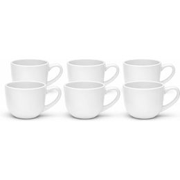 Tasse Van Well "Kaffee-Obertasse 200 ml Malm&ouml;, 6 St&uuml;ck", wei&szlig;, B:11,5cm H:7cm &Oslash;:8,5cm, Steingut, Trinkgef&auml;&szlig;e, Tasse, sp&uuml;lmaschinen- und mikrowellengeeignet