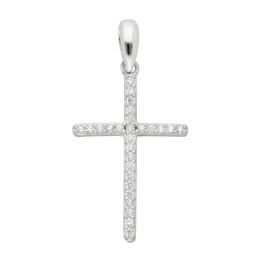 Adelia&acute;s Kettenanh&auml;nger ADELIA&acute;S "Kreuzanh&auml;nger 925 Silber mit Zirkonia &ndash; Silberanh&auml;nger Kreuz", silber, Schmuckanh&auml;nger, Damen, mit Zirkonia, Silber 925 (Sterlingsilber), Kettenanh&auml;nger, Silberanh&auml;nger Kreuz