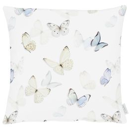 Dekokissen Apelt "7003", wei&szlig;, natur, zartes blau, bedruckt, B:49cm H:0,5cm L:49cm, Baumwolle, Polyester, Dekokissen_Sitzkissen_Kissenh&uuml;llen, Rei&szlig;verschluss