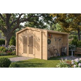Gartenhaus Weka "Killarney", naturbelassen, ohne Fu&szlig;boden, ohne Dacheindeckung, Massivholz, Gartenh&auml;user, Gartenhaus, Doppelt&uuml;r mit Lamellen