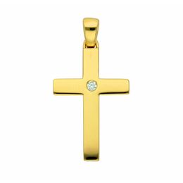 Adelia&acute;s Kettenanh&auml;nger ADELIA&acute;S "Damen & Herren 585 Gold Kreuz Anh&auml;nger mit Diamant Brillant", gold, Schmuckanh&auml;nger, Damen, 0,03 VVS = sehr sehr kleine Einschl&uuml;sse mit Brillant, Diamanten Gelbgold 585 Gold, Diamanten, Gelbgold 585, Gold, Kettenanh&auml;nger, mit Diamant / Brillant Goldschmuck f&uuml;r Damen & Herren
