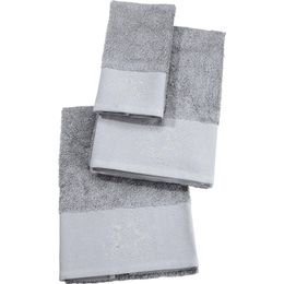 Duschtuch done. "Stone", grau (silbergrau), B:70cm L:140cm, Walkfrottier, Obermaterial: 100% Baumwolle, Handt&uuml;cher, mit Strass-Stein Applikationen, verschiedene Motive