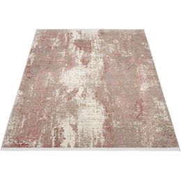 Teppich OCI DIE TEPPICHMARKE "TOP LARISSA", beige (creme, rosa), B:200cm H:7mm L:250cm, Polypropylen (PP), Teppiche, Teppich, 3-D Hoch Tief Optik, mit Fransen, Wohnzimmer