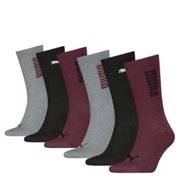 Socken Puma "UNISEX RIB LOGO CREW SOCK", Herren, Gr. 39-42, burgundy, Baumwollmischung, elastisch, Socken Socken, mit Logo- und Logoschriftzug