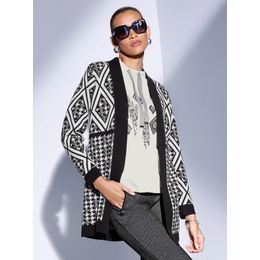 CR&Eacute;ATION L Cardigan CREATION L, Damen, Gr. 36, beige (schwarz, ecru, gemustert), 70% Polyacryl, 30% Schurwolle, gemustert, Strickjacken