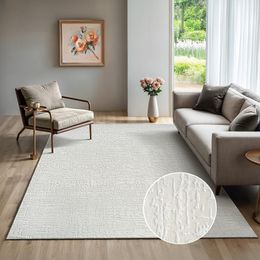 Designteppich the carpet "Rio", creme, B:15cm H:15mm L:200cm, Polyester, Teppiche, Hoch-Tief-Effekt