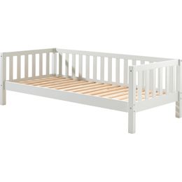 Einzelbett Vipack "Sprossenumrandung, Kiefer massiv, stabil gebaut und zeitloses Design", wei&szlig;, B:97,8cm H:68cm L:211,2cm, Betten, inkl. Rolllattenrost, mit oder ohne Bettschublade