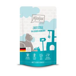 MjAMjAM Quetschie zarte Ziege an leckeren M&ouml;hrchen Katzen-Nassfutter getreidefrei 12x125g
