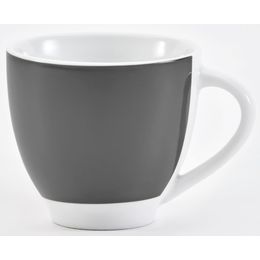 Tasse Van Well "Vario", grau (grau, wei&szlig;), B:24,5cm H:9,5cm, Porzellan, Trinkgef&auml;&szlig;e, Tasse, sp&uuml;lmaschinen- und mikrowellengeeignet, 6-teilig