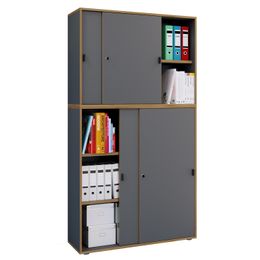 Aktenschrank Vcm "B&uuml;roschrank Aktenschrank Schiebet&uuml;ren Salia 5fach", schwarz (anthrazit), B:100cm T:37cm, Obermaterial: 100% Holz Wood., Schr&auml;nke