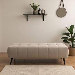 Hocker DOMO collection "Trento, mit Kufenfu&szlig; oder Einzelfu&szlig;", grau (taupe), B:153cm H:45cm T:62cm, Luxus-Microfaser (100% Polyester);Struktur fein (100% Polyester);Struktur weich /Chenille-Optik (70% Polyacryl, 30% Polyester), Hocker, Polsterhocker, Fu&szlig;h&ouml;he passend f&uuml;r g&auml;ngige Saugroboter