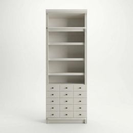 B&uuml;cherregal Home Affaire "Soeren Regal mit 5 breiten Schubk&auml;sten in geteilter Optik", cremewei&szlig;, B:80cm H:220cm T:29cm, Massivholz, Regale, B&uuml;cherregal, T/H: 80/29/220 cm, Kiefer FSC-zertifiziert, elegante Metallgriffe