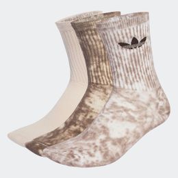 Sportsocken adidas originals "TIE DYE CR S 3P", Damen, Gr. XL (46/48), braun (trace braun, schwarz braun, putty mauve), Obermaterial: 50% Baumwolle, 46% Polyester, 3% Elasthan, 1% sonstige Fasern, Socken Sportsocken, f&uuml;r sportive Aktivit&auml;ten und Laufen, mit Batikf&auml;rbetechnik