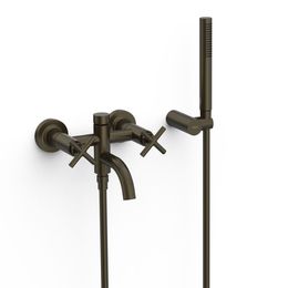 Tres Aufputz 2 Griffmischer f&uuml;r Wanne und Dusche Anti Kalk Messing Handbrause , 28317601KMB 28317601KMB