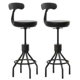 2er-Set Barhocker MCW-N22, Barstuhl, h&ouml;henverstellbar drehbar Fu&szlig;ablage, Industrial Stahl Kunstleder ~ schwarz