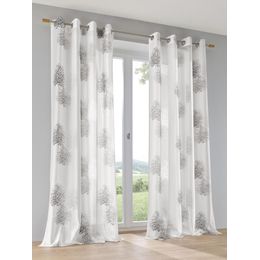 Gardine HEINE HOME Gr. 1, anthrazit, wei&szlig;, B:135cm H:145cm, Polyester, Viskose, Gardinen, Gardine