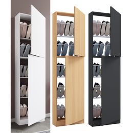 Vcm Holz Schuhschrank Ma&szlig;e: H. 180 x B. 50 x T. 17 cm 2 Dreht&uuml;ren - Fulisa XL
