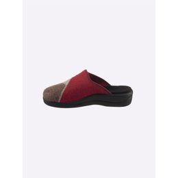 Pantoffel Casual Looks, Damen, Gr. 37, beige (beige, rot), Filz, Schuhe