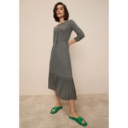 Midikleid Tamaris, Damen, Gr. 34, N-Gr, schwarz (schwarz sand), Jersey, Obermaterial: 95% Viskose, 5% Elasthan, ausgestellt lang, Rundhals, elastischer Bund, Kleider Midikleid, mit Schn&uuml;rdetail