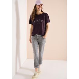 T-Shirt Cecil, Damen, Gr. L (42), lila (rich burgundy), Stoff, 55% Polyester, 45% Viskose, unifarben, comfort fit normal, B&uuml;ndchen, Shirts T-Shirt, Jersey