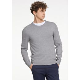 Strickpullover LINDBERGH "Strickpullover Slim Fit", Herren, Gr. M, beige (grau stone mix), Obermaterial: 80% Viskose, 20% Nylon, Rundhals, Pullover Strickpullover