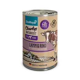 ZooRoyal Charlys Naturkost Lamm & Rind mit Kartoffeln & Distel&ouml;l Hunde-Nassfutter ohne Getreide- und Zuckerzusatz 400g