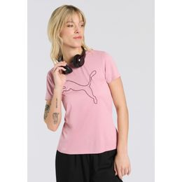 Trainingsshirt Puma "W TAD ESSENTIAL HEATHER LOGO TEE", Damen, Gr. M, poised pink heather, Jersey, Obermaterial: 100% Polyester, regular fit normal, Rundhals, Shirts, Kurzarm, sportliches T-Shirt, f&uuml;r sportliche Aktivit&auml;ten