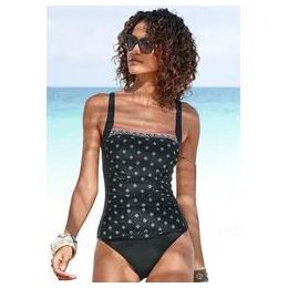 Badeanzug Lascana "Kimer", Damen, Gr. 48, Cup C, schwarz (schwarz, bedruckt), Polyamid, bedruckt, gemustert, Badeanz&uuml;ge Badeanzug, mit modernem Print und Shaping-Effekt