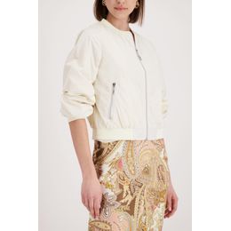 Bomberjacke monari "Jacke Nylon", Damen, Gr. 36, beige, Web, Obermaterial: 100% Polyester. Futter: 100% Polyester, unifarben, regular fit taillenbedeckt, Rundhals, eingesetzt angesetztes B&uuml;ndchen, Jacken Bomberjacke, Regular fit mit Rei&szlig;verschlusstaschen