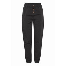 Chinohose oxmo "Chinohose OXCobie", Damen, Gr. L, N-Gr, schwarz, Obermaterial: 98% Baumwolle CO. 2% Elasthan EL., Hosen Chinohose