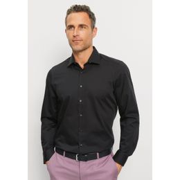 Businesshemd OLYMP "OLYMP Level Five, body fit, New York Kent", Herren, Gr. 37, Normaler Arm, schwarz, 97% Baumwolle, 3% Elastolefin, Hemden