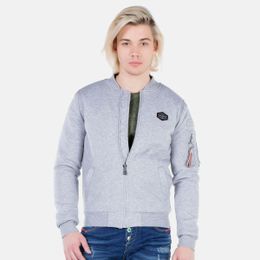 Cipo & Baxx Bomberjacke CIPO & BAXX "Jacken", Herren, Gr. S, grau (hellgrau), Stoff, 70% Baumwolle, 30% Polyester, unifarben, regular fit normal, eckiger Ausschnitt, Jacken Bomberjacke, mit Brust Logo, CJ-151