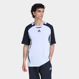 T-Shirt adidas originals "TEAMGEIST TEE", Herren, Gr. L, wei&szlig;, Obermaterial: 100% Polyester, normal, Rundhals, Shirts T-Shirt, sportlicher Look, Kurzarm, mit Rundhalsausschnitt