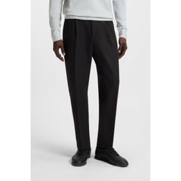 Webhose BOSS Green "T Convert-Pleat", Herren, Gr. 52, N-Gr, schwarz (schwarz001), Web, Obermaterial: 95% Polyester, 5% Elasthan, unifarben, Basic kn&ouml;chellang, Hosen, mit Zugbund und Markenlabel Bundfaltenhose Anzughose Stretchhose