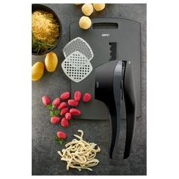 Kartoffelpresse Gefu "PRESCO", schwarz, B:9,9cm L:11,5cm T:33,5cm, Edelstahl, Kunststoff, K&uuml;chenpressen, zum Pressen von Kartoffeln, Obst, f&uuml;r Spaghetti-Eis oder Sp&auml;tzle