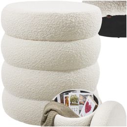 TecTake&reg; Sitzhocker mit Stauraum, rund, gepolstert, weicher, pflegeleichter Bezug