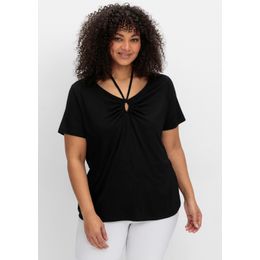 sheego by Joe Browns sheego Gro&szlig;e Gr&ouml;&szlig;en Neckholdershirt mit V-Cut, schwarz, Gr&ouml;&szlig;e 44/46 - Damen